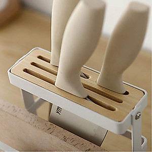 Knife Holder, Caliamary Kitchen Cabinet Knife Holder without Knives, Universal Metal Knife Block Cutting Board Organizer, Kitchen Storage Organizer. (White)