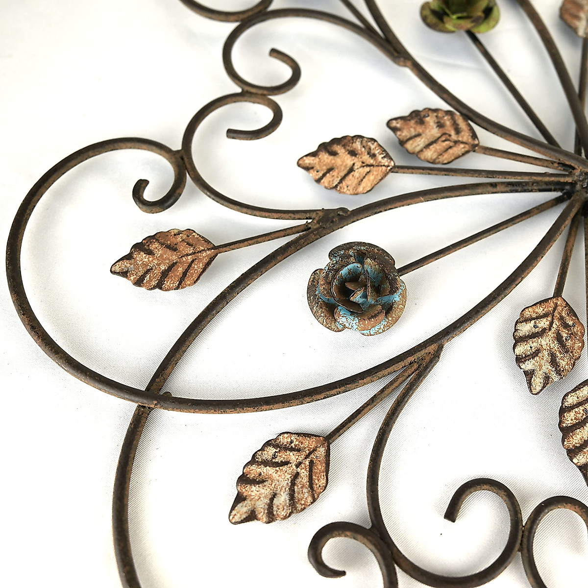 Remenna Metal Wall Art- Metal Flower Scroll Wall Art Decor Rustic Wall Decor for Bedroom Bathroom Living room Outdoor Garden… (Flower Scroll Wall Art)