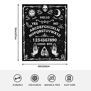 Kamoxi Funny Ouija Board Blanket Magic Witch Spirit Gothic Black Throw Blankets for Women Girls Bed Sofa Chair Couch Halloween Decor Soft Fluffy Fleece Flannel Blanket Fuzzy Gifts Bedding 50"x40"