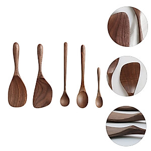 SWOOMEY Black Walnut Cutlery Set Suits for Kids Kits for Kids Kitchen Japanese Kids Suits Suit for Kids Bamboo Cooking Utensils Tools for Kids Wood Tools Wood Scoop Wooden Child Spoon
