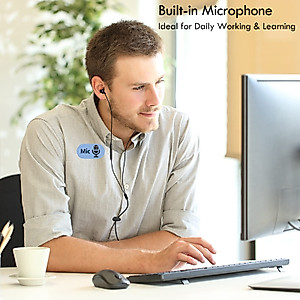 C G CHANGEEK USB Earbuds for Computer, in-Ear USB Headphones with Microphone & 1.8M Long Cord, USB-A Headset Compatible with Laptop, Desktop PC, Notebook, Chromebook, CGS-W1B [Microphone Upgraded]