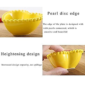 WAOCEO Appetizer Bowls Ceramic Heart Shape Sauce Dish Sushi Kitchen Dipping Bowl Appetizer Plates Porcelain Serving Dish Seasoning Dishes Set of 4 (3.15inch) Salad Bowls