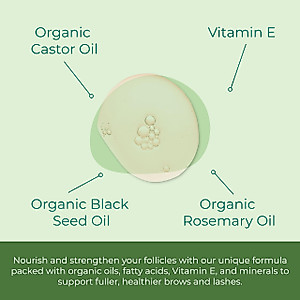 Sea El Castor Lash & Brow Serum Organic Castor Oil Rosemary Oil & Black Seed Oil Hair Conditioner - Eyelashes & Eyebrow Thickening & Growth Essentials for Women & Men - 1 fl oz Bottle