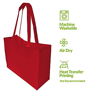 Red Gift Bags - 12 Pack Large Reusable Bags with Handles, Durable Cloth Fabric Totes for Gifts, Gift Packaging, Christmas, Valentines, Holiday, Shopping, Small Business & Retail, in Bulk - 16x6x12