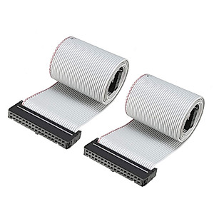 uxcell IDC Gray Wire Flat Ribbon Cable 34 Pins 66cm Length 2.54mm Pitch 2pcs Type-C