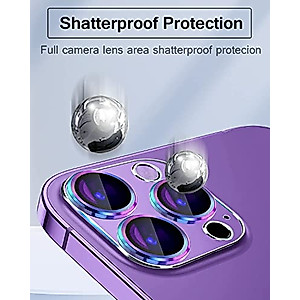 Actgan for iPhone 14 Pro and iPhone 14 Pro Max Camera Lens Protector Aluminum Alloy Plus Acrylic + 9H Tempered Glass Camera Screen Full Coverage Accessories Case Friendly Cover Colorful