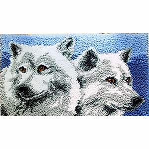 LUBOT Wolf Latch Hook Kits Rug Making Kits DIY for Kids/Adults with Printed Canvas Pattern 20" X 15"