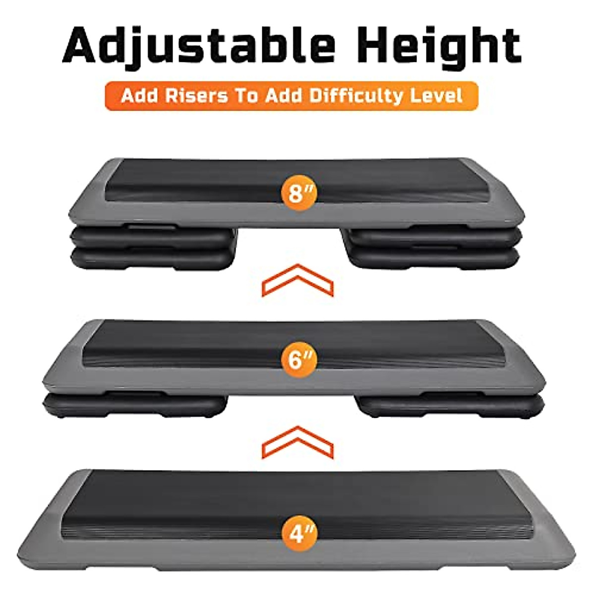 ZENY 43'' Exercise Aerobic Step Platform Adjustable Fitness Stepper with 4 Detachable Risers Fitness Workout Stepper for Home Gym Cardio Strength & Training