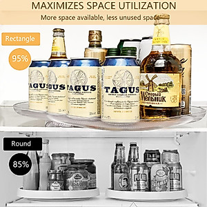 Rectangle Lazy Susan Turntable for Refrigerator, Fridge Organizers and Storage, Clear Fridge Turntable, Lazy Susan Organizer for Fridge, Cabinet, Kitchen, Countertop, Table, Pantry, Under Sink