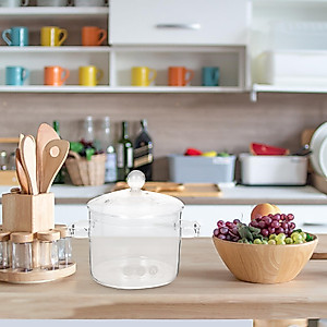 DOITOOL Glass Noodle Bowl Soup Bowl with Lid Handle Ramen Pot Hot Shin Ramyun Pot Mixing Bowl Salad Bowl for Noodles Soup Cereals Fruits 1350ml