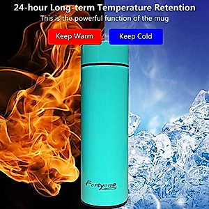 Fortyone Thermos Cup Coffee Thermos Bottle Coffee mugstainless Steel Cup Vacuum Insulated Cup With temperature display Keep Drinks Hot or Cold (Green) (Green)