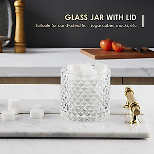 ALAMHI 2 Pack Qtip Holder Cotton Round Ball Holder Set, Apothecary Jars Glass Bathroom Storage jars with Lids for Bathroom Decor, Qtip Dispenser for Cotton Swab,Cutip,Cotton Pad