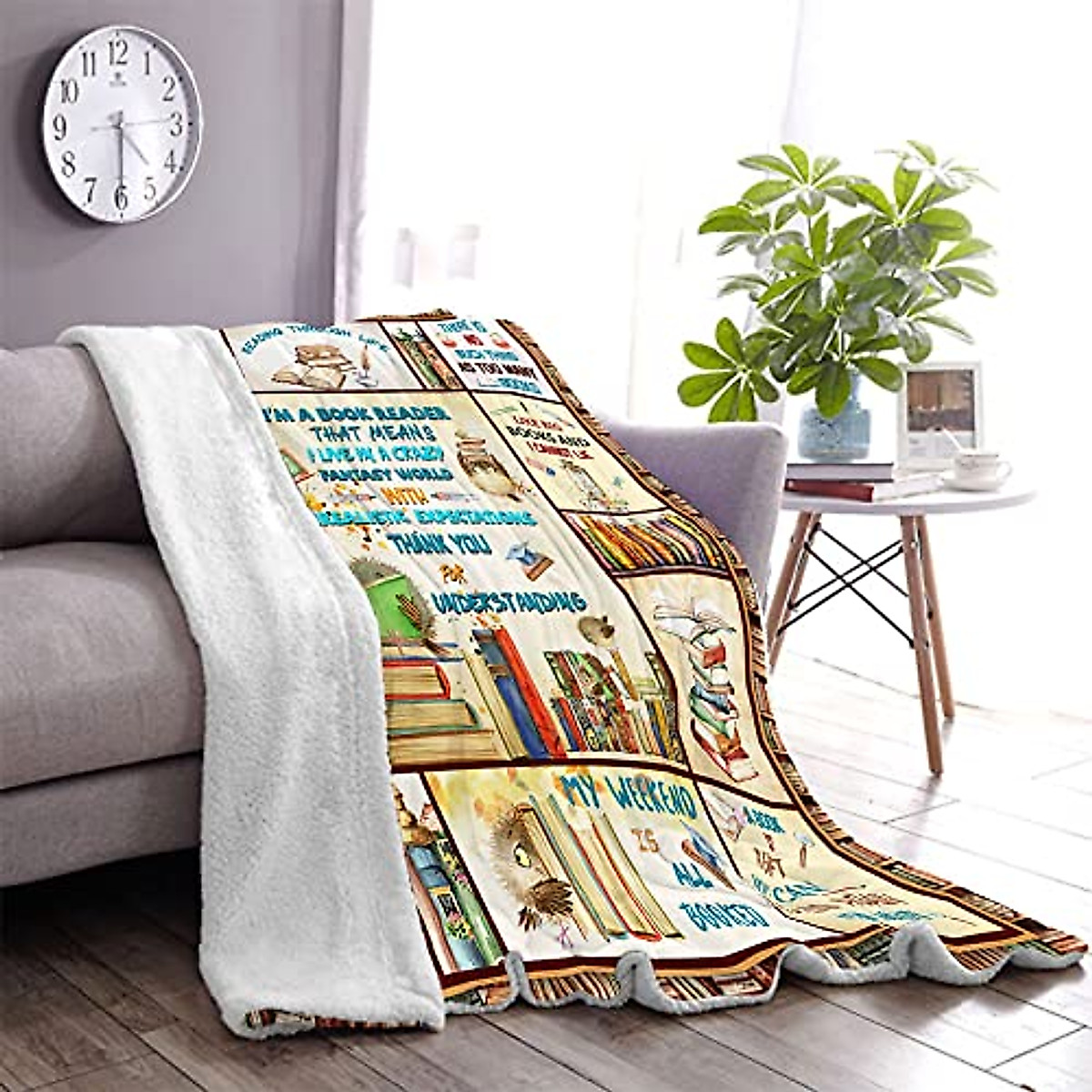 Book Lovers Gifts Blanket, Book Accessories for Reading Lovers, Book Reading Librarian Gifts Throw Blanket, Book Club Bookworm Gifts for Reading Lover Bookish, Literary Gifts Ideas Blanket 60"x50"