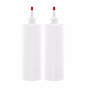 LAKESHORE TRADE Plastic Squeeze Bottles with Leak-Proof Red Colored Caps, Set of 8, Ideal Dispenser for Mustard, Ketchup, Sauces and condiments (16 oz)