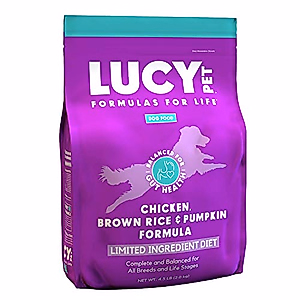 Lucy Pet Products Formulas for Life - Limited Ingredient Diet Dry Dog Food, All Breeds & Life Stages - Chicken, Brown Rice & Pumpkin, Multi, 4.5 lb