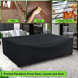 Patio Furniture Covers, 600D Heavy Duty Outdoor Furniture Cover Waterproof, Rectangle Outdoor Table and Chairs Cover, Outdoor Sectional Cover for Winter, 110" L x 84" W x 28" H