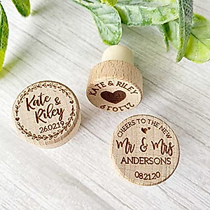 Personalized Engraved Wood Wine Stopper-Customized Date Laser Cork Bottle Toppers Gift Wedding Party Company Logo Decor Favor Winery Company Memorial Day Grandparents Memorial Day Gift,custom,30pcs