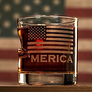 BenShot 'Merica Rocks Glass with Real 0.45ACP Bullet - 11oz | Made in the USA [Set of 2]