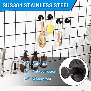 SAYAYO Self Adhesive Hooks for Hanging, Coat Hooks Wall Mount Matte Black Towel Hook for Bathrooms, Stick on Hooks SUS304 Stainless Steel, 4pcs