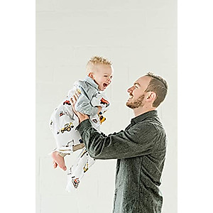 Bundle of ADDISON BELLE Products - 100% Cotton Fitted Crib Sheet + Muslin Swaddle - Construction Trucks - Soft, Durable & Breathable