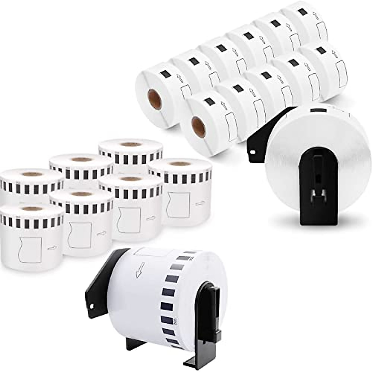 COLORWING Compatible Brother Labels DK-1201 12 Rolls and Compatible Continuous Labels DK-2205 8 Rolls