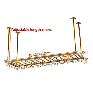 Inverted Retro Wine Glass Stylish Simplicity Wine Rack Simple Home Creative Display Wine Glass Bracket Bar Restaurant Kitchen Adjustable Height Floating Wine Rack (Golden 120 * 35Cm), PIBM, Black,