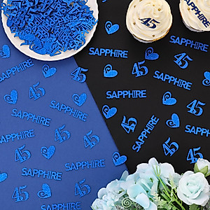 kreat4joy 45th Wedding Anniversary Decorations Confetti, Blue Happy 45 Sapphire Decorations, 200pcs Glitter Confetti Include Love Heart Confetti, Sapphire Confetti, 45 Confetti for Table Decor
