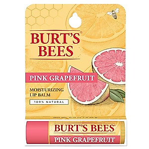 Burt's Bees 100% Natural Moisturizing Lip Balm, Pink Grapefruit with Beeswax & Fruit Extracts, 1 Tube