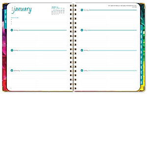 Global Printed Products, HARDCOVER 2024 Planner: (November 2023 Through December 2024) 8.5"x11" Daily Weekly Monthly Planner Yearly Agenda. Bookmark, Pocket Folder & Sticky Note Set (Rainbow Petals)