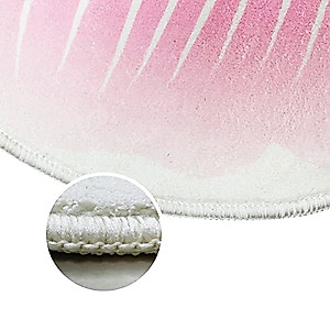 USTIDE Pink Flower Shaped Area Rug Washable Round Floral Carpet Absorbent Bathroom Rug Super Soft Round Play Rug for Kitchen Bedroom Living Room Nursery Decoration (39.3")