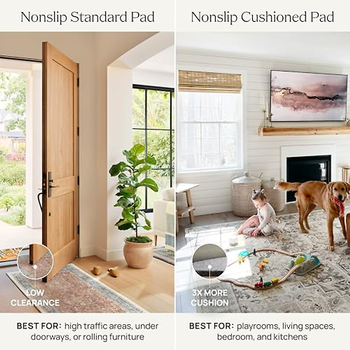 RUGGABLE Verena Washable Rug - 2x3 Rug - Machine Washable Vintage Area Rug for Dining Room, Kitchen, Living Room, and Bedroom - Non-Slip Pad - Stain & Water Resistant (Standard Pad) - Dark Wood 2'x3'