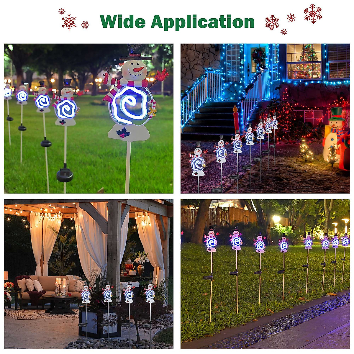 Yescom 8 Packs Solar Snowman Stake Lights Christmas Decor Solar Pathway Lights Waterproof Solar Stakes Lights for Outdoor Patio Garden