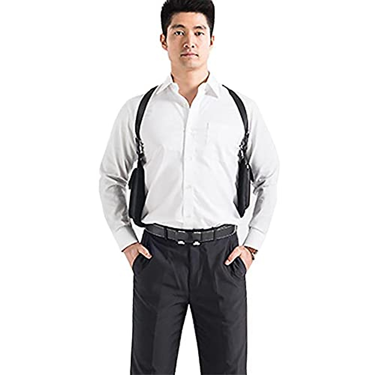 HFU Anti-Theft Hidden Underarm Strap Wallet Holster Bag Leisure Nylon Adjustable Double Shoulder Concealed Pocket Sport Outdoors (956# Black)