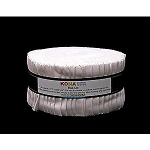 Jelly Roll Kaufman Kona Snow 2.5" Fabric Strips Fabric Bundle Quilter's Cotton Solids Precuts M529.05