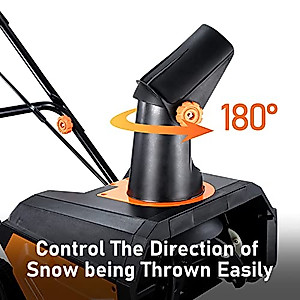 Kapoo Snow Thrower, Black & Orange 18 Inch Electric Snow Blower, 13 Amp, Steel Auger, 180° Rotatable Chute and Overload Protection bb08