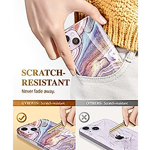 GVIEWIN for iPhone 14 Plus Case 6.7 Inch(2022), [10FT Military Grade Drop Tested] Marble Slim Fit Thin Durable TPU Shockproof Protective Phone Cover Case, Gifts for Women Men(Flowing Sakura/Pink)