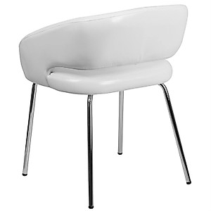 Flash Furniture Fusion Series LeatherSoft Upholstered Side Reception Chair, Retro Padded Lounge Chair for Living Room or Office, White