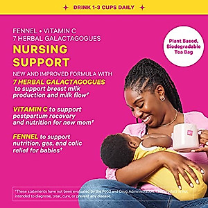Pink Stork Lactation Tea: Organic Strawberry Hibiscus Nursing Tea, Fenugreek, Fennel, & Goat's Rue for Breast Milk Supply, Breastfeeding Essentials, Postpartum Essentials, Women-Owned, 24 Cups