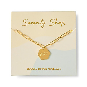 Sorority Shop Kappa Kappa Gamma Paperclip Necklace — KKG 18K Gold Plated Sorority Gifts Necklace, Long-Lasting Kappa Kappa Gamma Gifts for Women