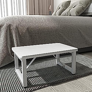 SZLHANJZ Step Stool, Wooden & Metal Foot Stool, Small Step Stool for Adults Kids, One Step Stool for Bedside and Closet, Heavy Duty 500-LBS Load Step for Living Room, Bedroom, White