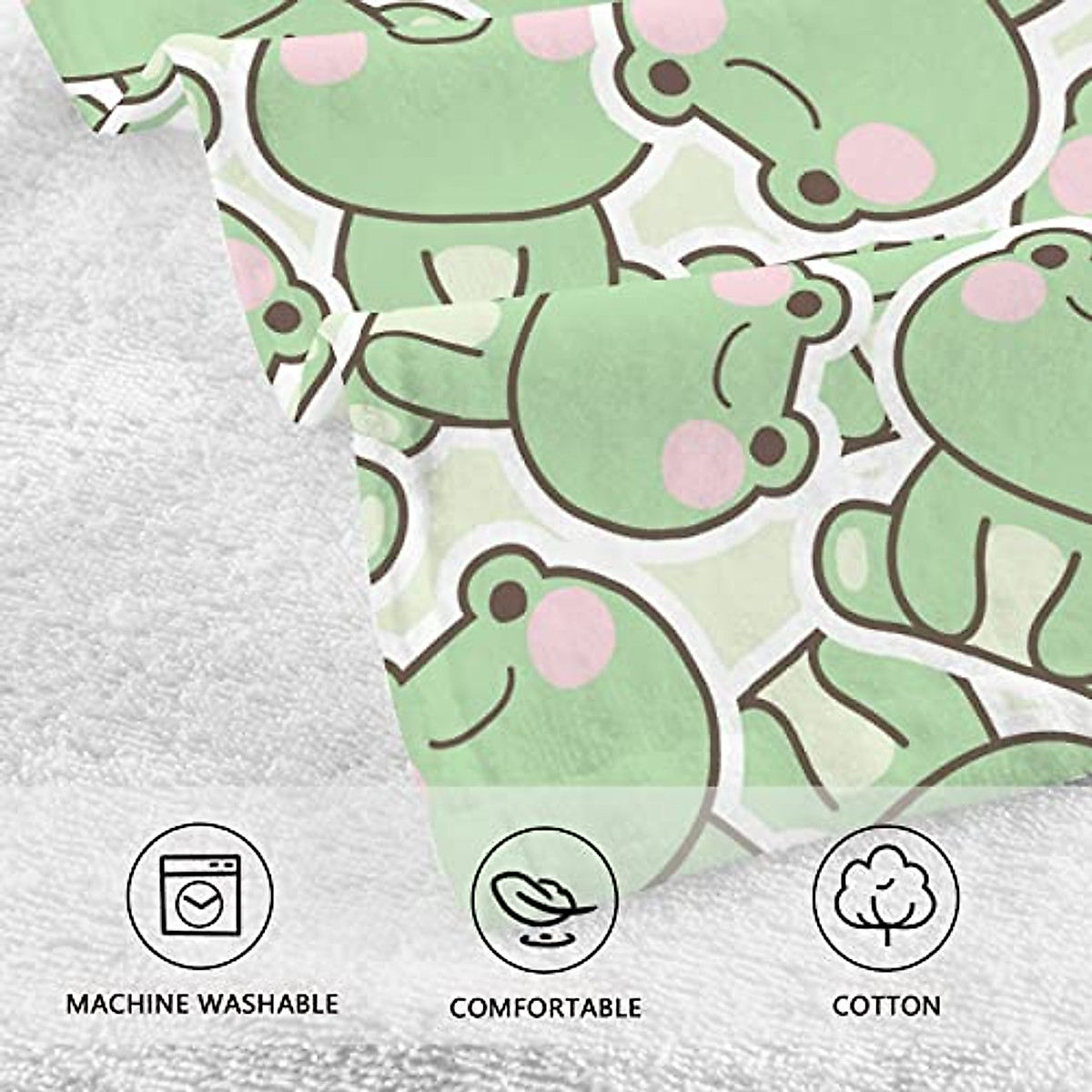 Jucciaco Kawaii Frogs Cotton Towels for Bathroom, Soft Hand Towel Set of 2 for Gym Yoga Kitchen Sports Decorative, 16x28 inch