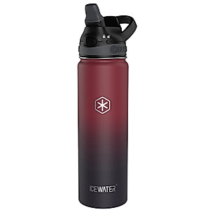 ICEWATER-24 oz, Insulated Water Bottle With Straw and Carry Handle, Leakproof Lockable Lid with Soft Silicone Spout, One-hand Operation, Double Walled Vacuum Stainless Steel (24 oz, Dark Rainbow)