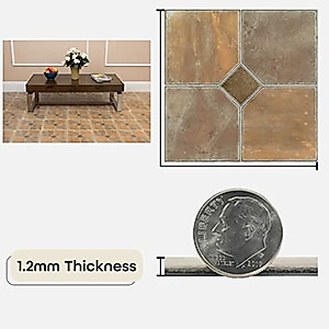 Nexus Self Adhesive 12-Inch Vinyl Floor Tiles, 20 Tiles - 12" x 12", Rustic Slate Pattern - Peel & Stick, DIY Flooring for Kitchen, Dining Room, Bedrooms & Bathrooms by Achim Home Décor