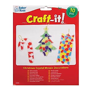 Baker Ross AX570 Christmas Crystal Mosaic Decorations - Pack of 10, Acrylic Festive Suncatchers for Creative Art and Craft Activities, to Make and Decorate.
