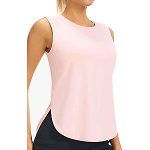 JOYSPELS Ice Silk Workout Tank Tops for Women Cool-Dry Sleeveless Loose Fit Yoga Shirts Athletic Pink