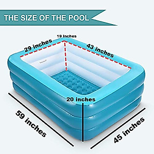 Inflatable Pools, Kiddie Pools, Inflatable Family Swim Play Center Pool with Soft Floor, 82" & 59" Durable Swimming Pool, Summer Water Fun for Garden or Backyard or Indoor (82Orange&59Green)