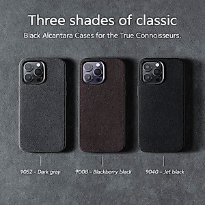 Deppa Alcantara case for iPhone 14 Pro Max (6.7') Shockproof Slim Magnetic Cover with Magsafe Wireless Charging [Genuine Italian Alcantara] Enhanced Camera Protection| (BlackBerry Black-9008)