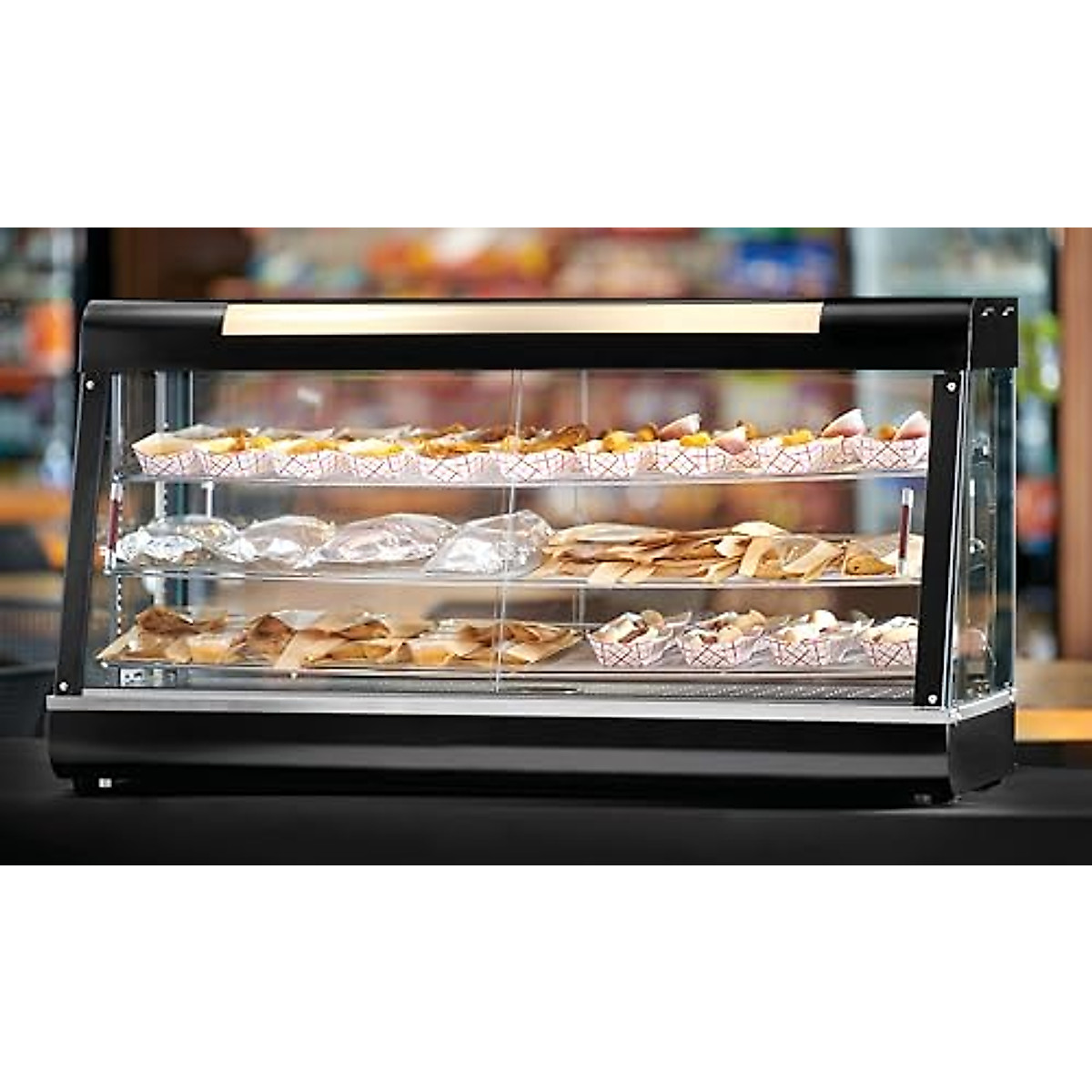 Kratos 30Y-017 48" Hot Food 3 Shelf Display Case and Merchandiser with Sliding Doors - 120V, 1200W