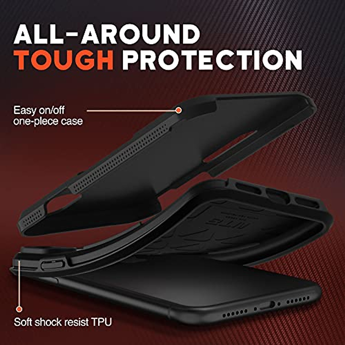 NTG Shockproof Designed for iPhone XR Case [2 Layer Structure Protection] [Military Grade Anti-Drop] Lightweight Shockproof Protective Phone Case for iPhone XR 6.1 inch, Black