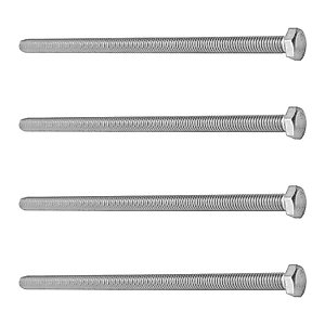 Bettomshin 4Pcs M6 x 120mm Hex Bolts, 304 Stainless Steel 1mm Thread Pitch Fully Threaded Metric Hex Head Screw Bolts, Hexagon Screw Bolt, Hex Tap Bolts, Silver, A2-70 (Overall Size 124x10x10mm)